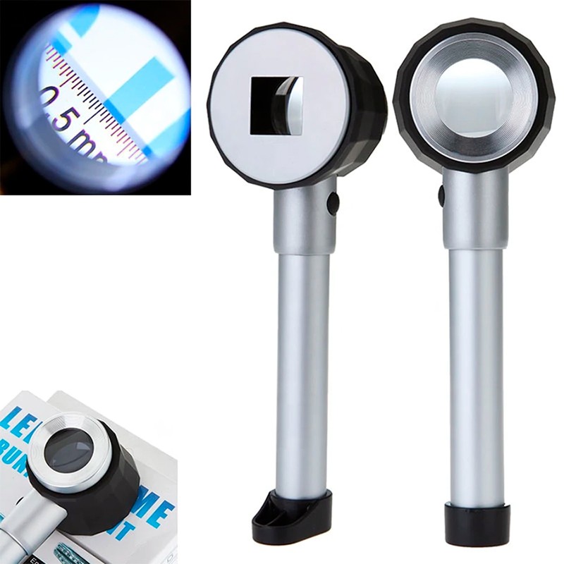 Lupa 10x con escala de medición y gran iluminación LED